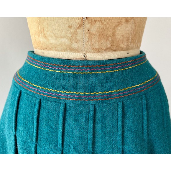 Vintage | Skirts | Vintage 96s 70s Bobbie Brooks Teal Blue Wool Pleated ...
